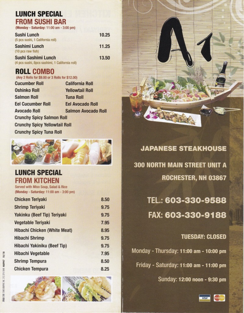 A1 Japanese Steak House - Japanese Restaurant｜Online Order｜Rochester｜NH