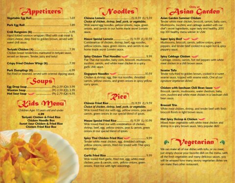 Menu - Asian Garden
