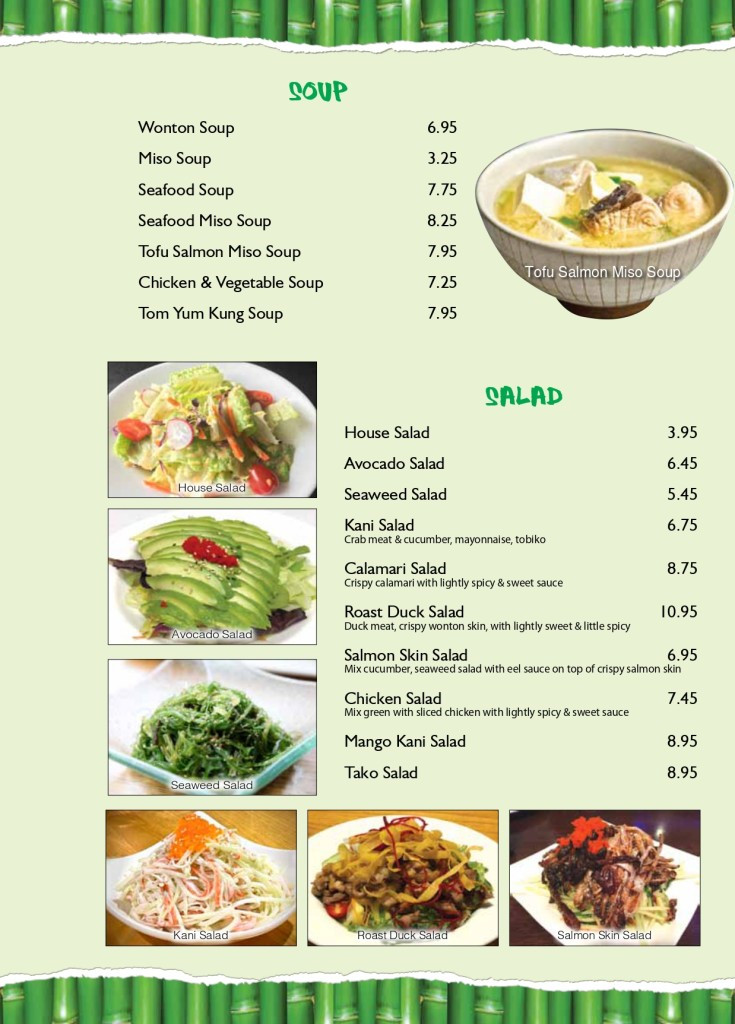 Dine In Menu - BamBoo Ya Japanese Restaurant &Bar
