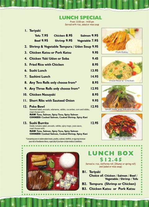 Dine In Menu - BamBoo Ya Japanese Restaurant &Bar