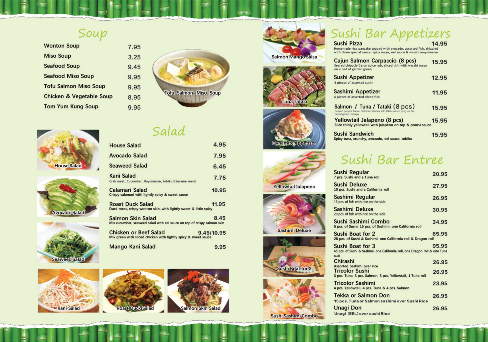 Dine In Menu - BamBoo Ya Japanese Restaurant &Bar