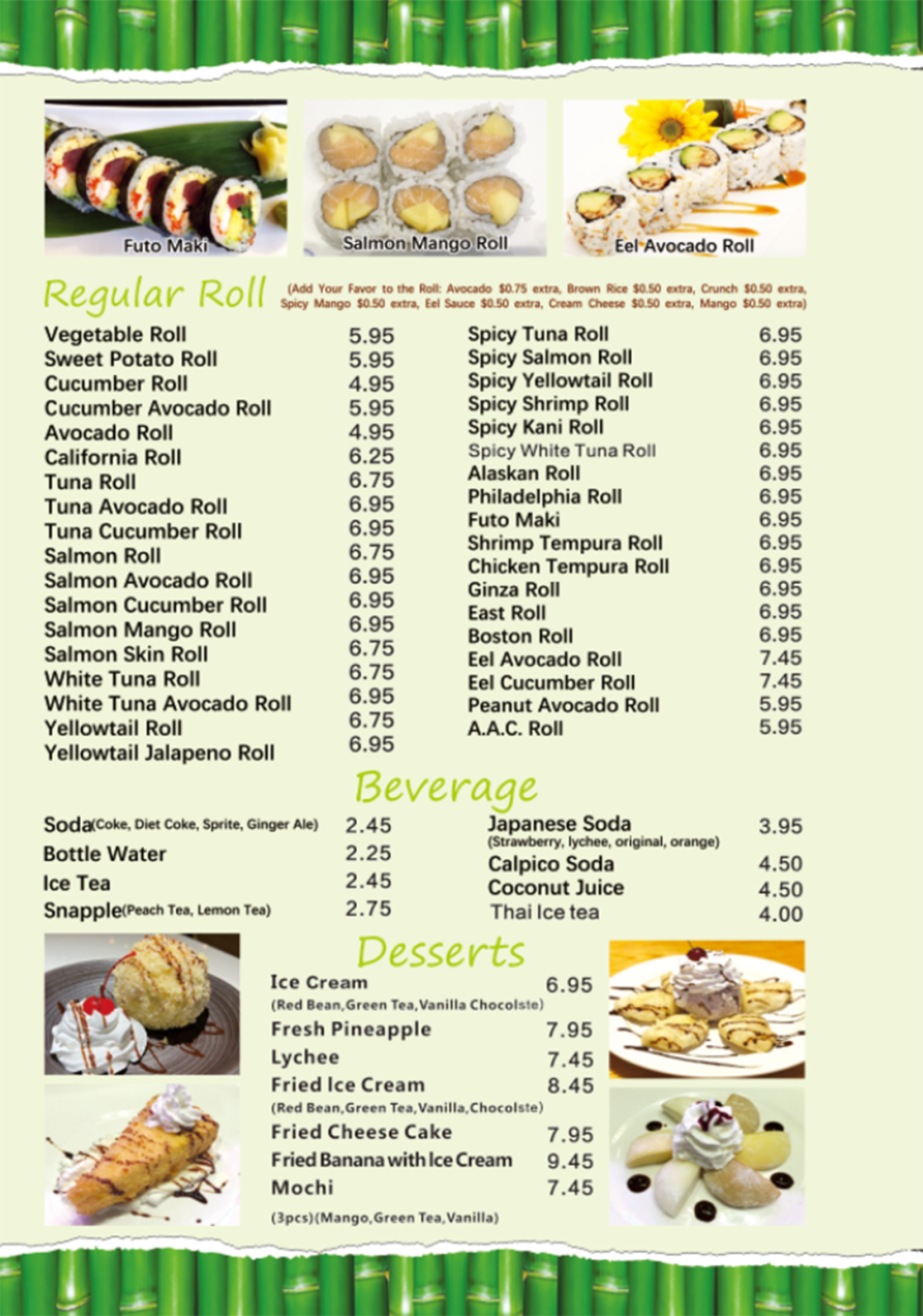 Take Out Menu - BamBoo Ya Japanese Restaurant &Bar