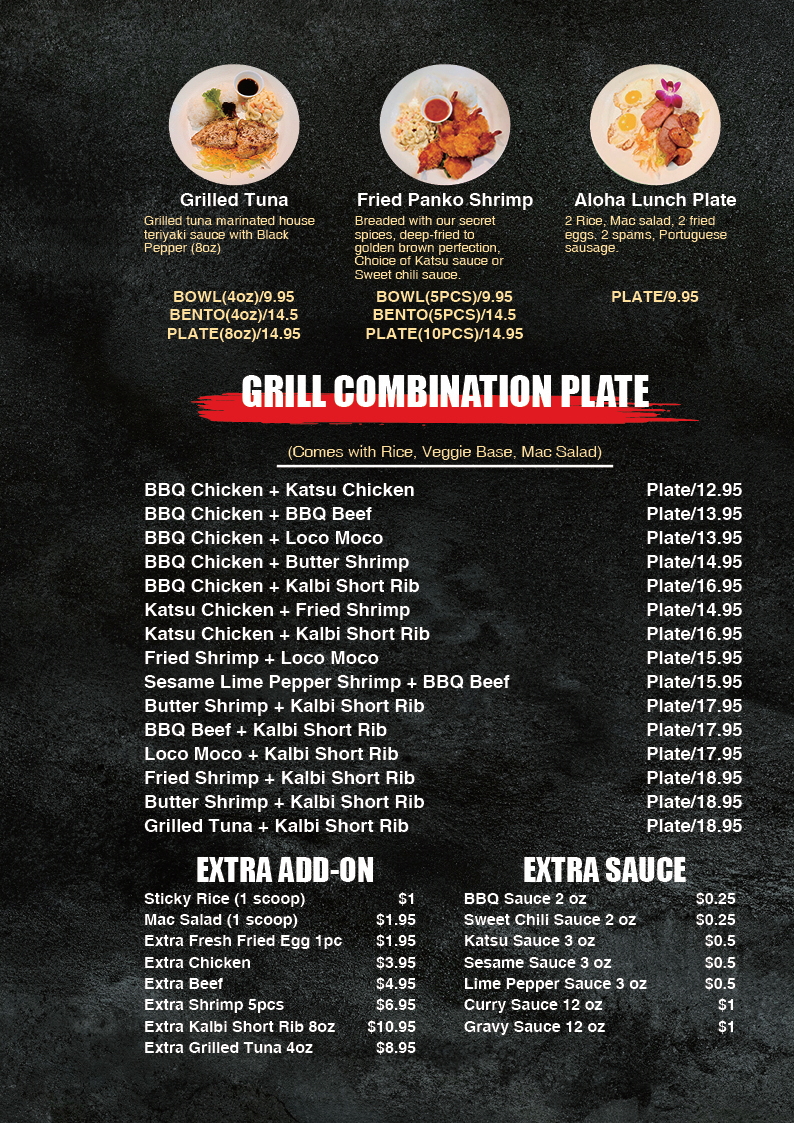 Menu - Blue Hawaii