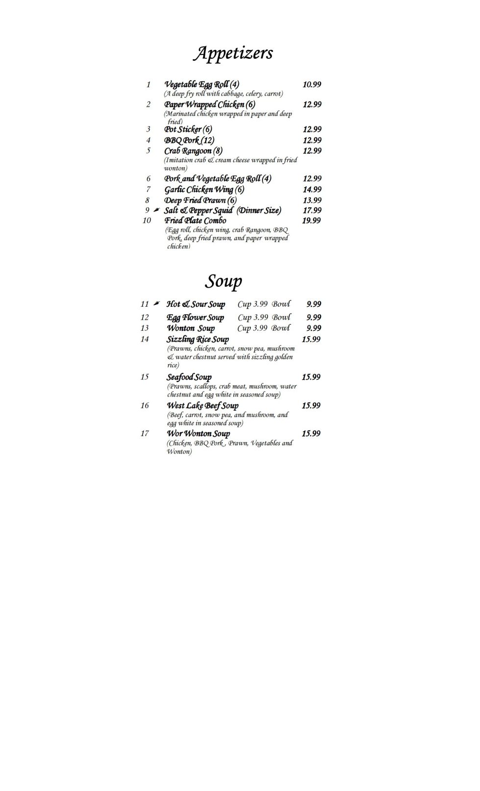 Menu - Chopsticks House