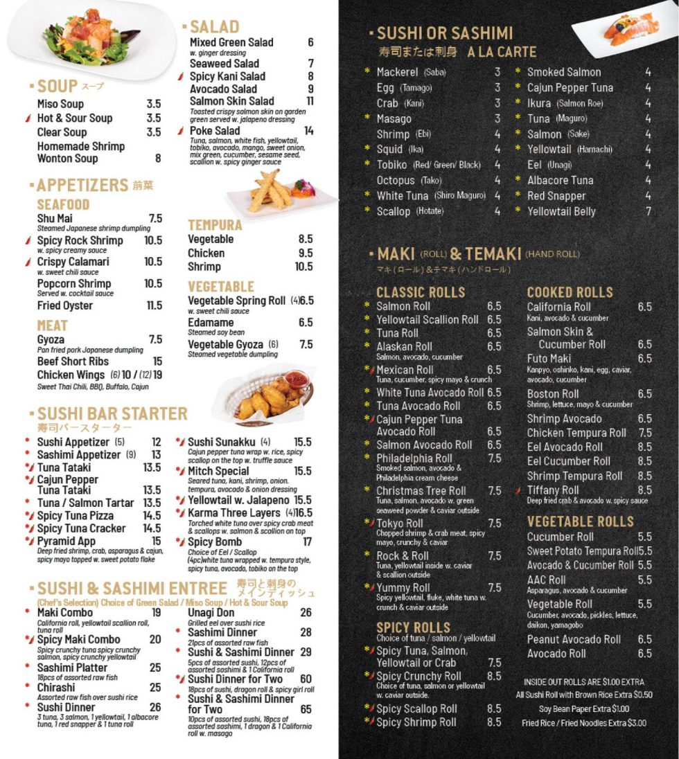 Menu - Cinnabar Sushi