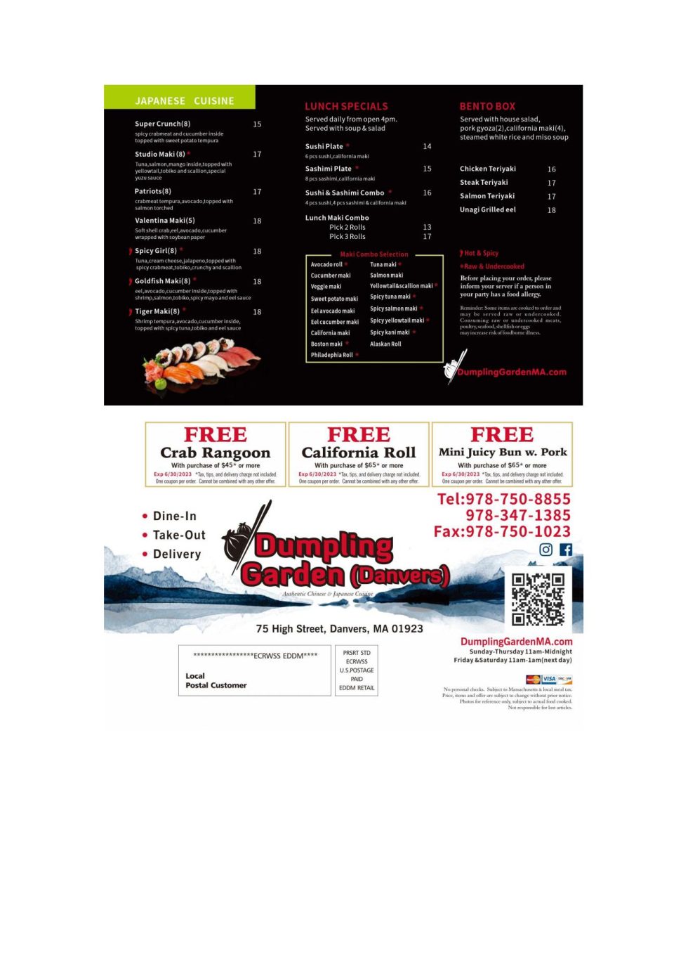 Dumpling Garden (Danvers) - Chinese Restaurant | Online Order | Danvers ...