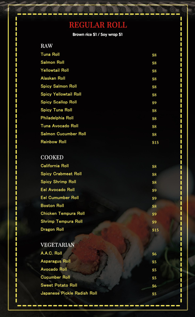 Sushi Bar Menu - Chakara Sushi and Bar
