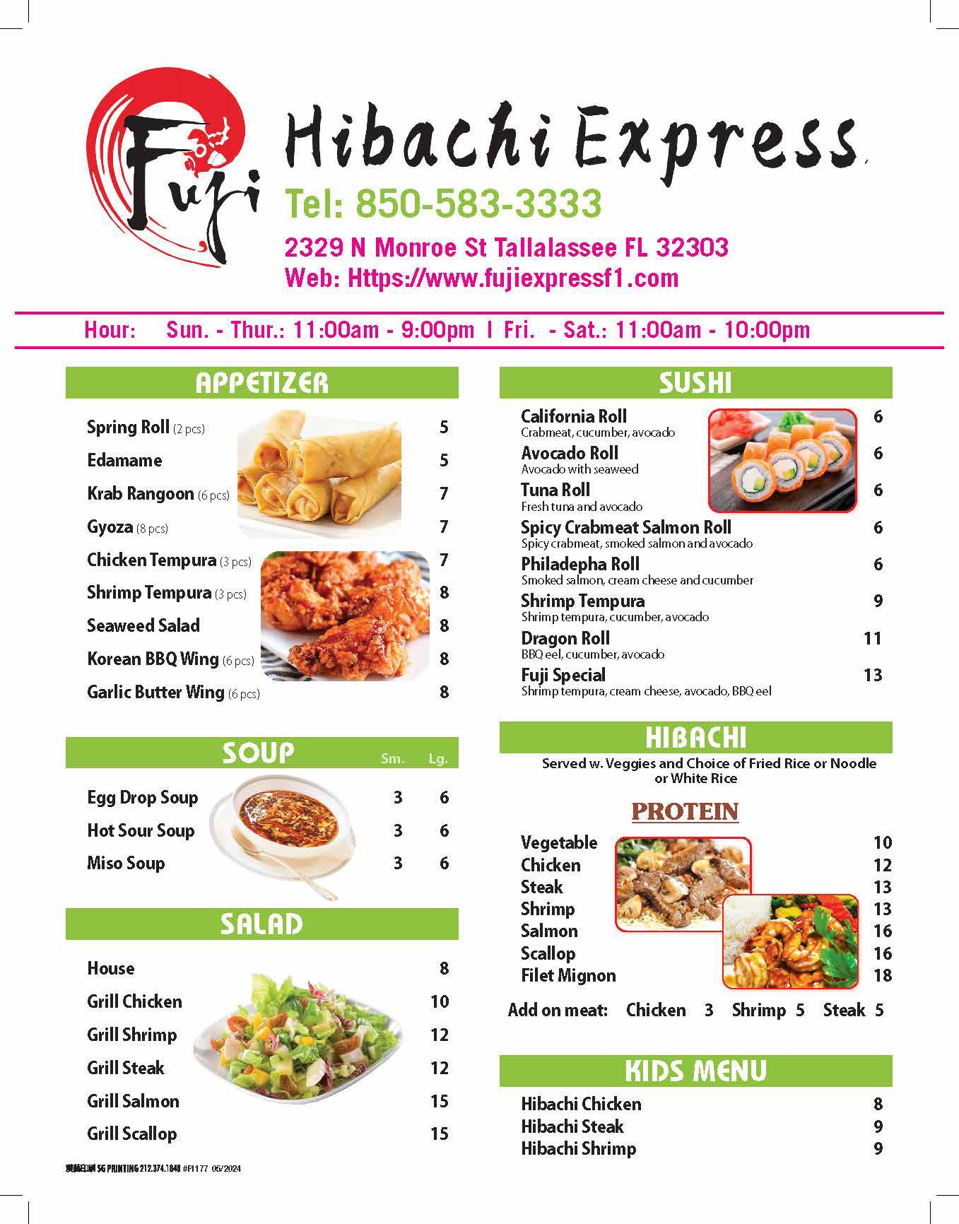 Menu - Fuji Hibachi Express & Sushi