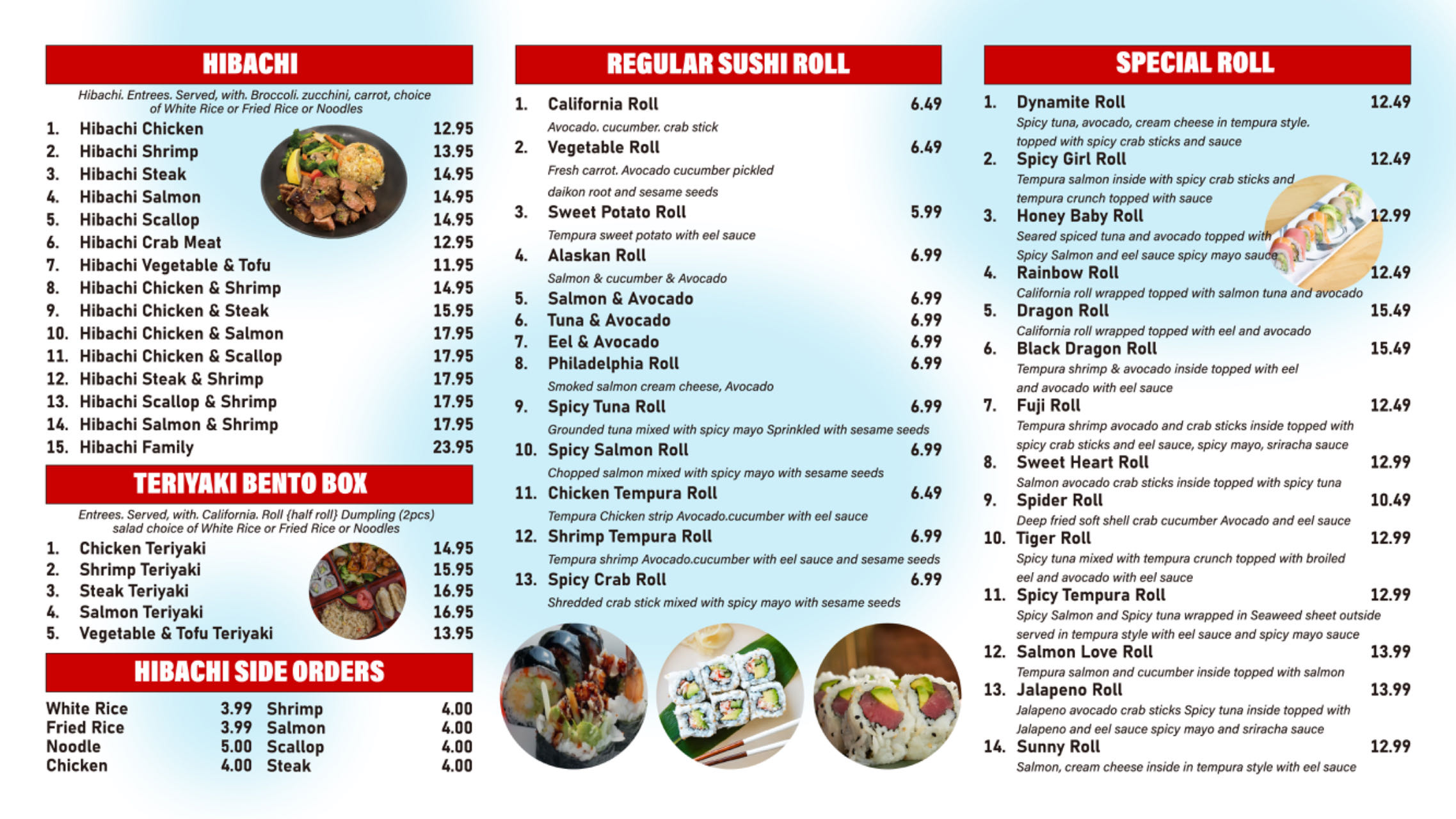 Menu - Fuji Hibachi & Sushi