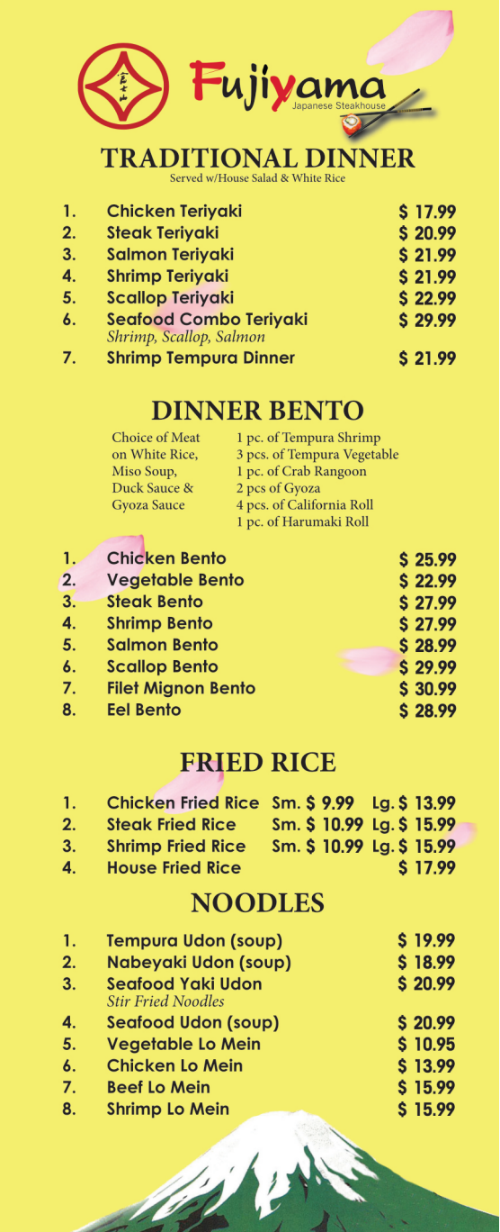Fujiyama Japanese Cuisine - Japanese Restaurant｜Online Order｜Mattoon｜IL