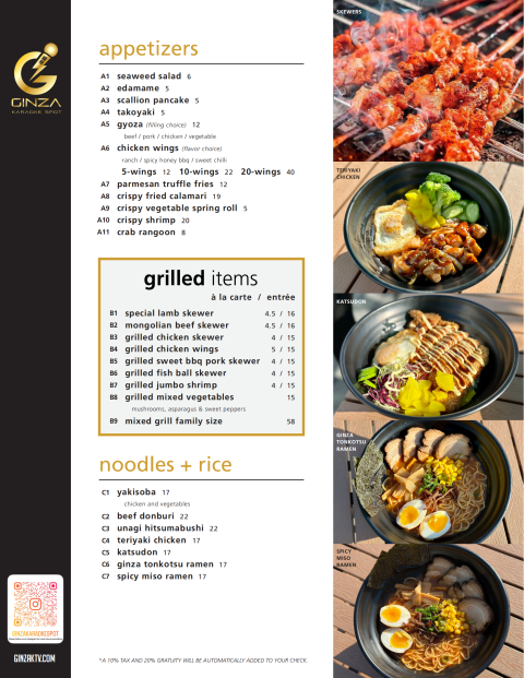 Menu - Ginza BBQ Lounge & Karaoke Spot