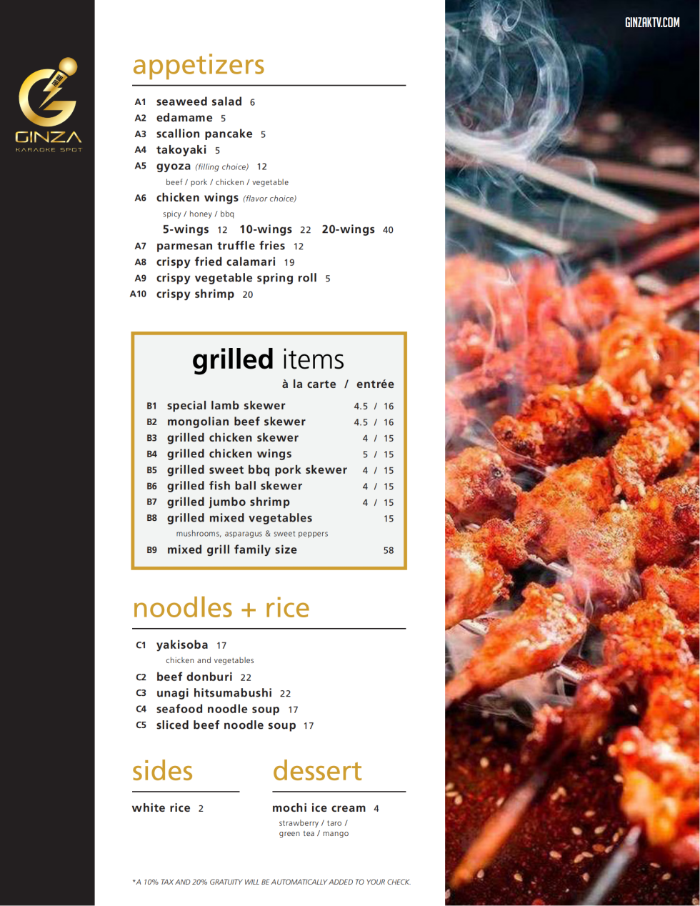 Menu - Ginza BBQ Lounge & Karaoke Spot