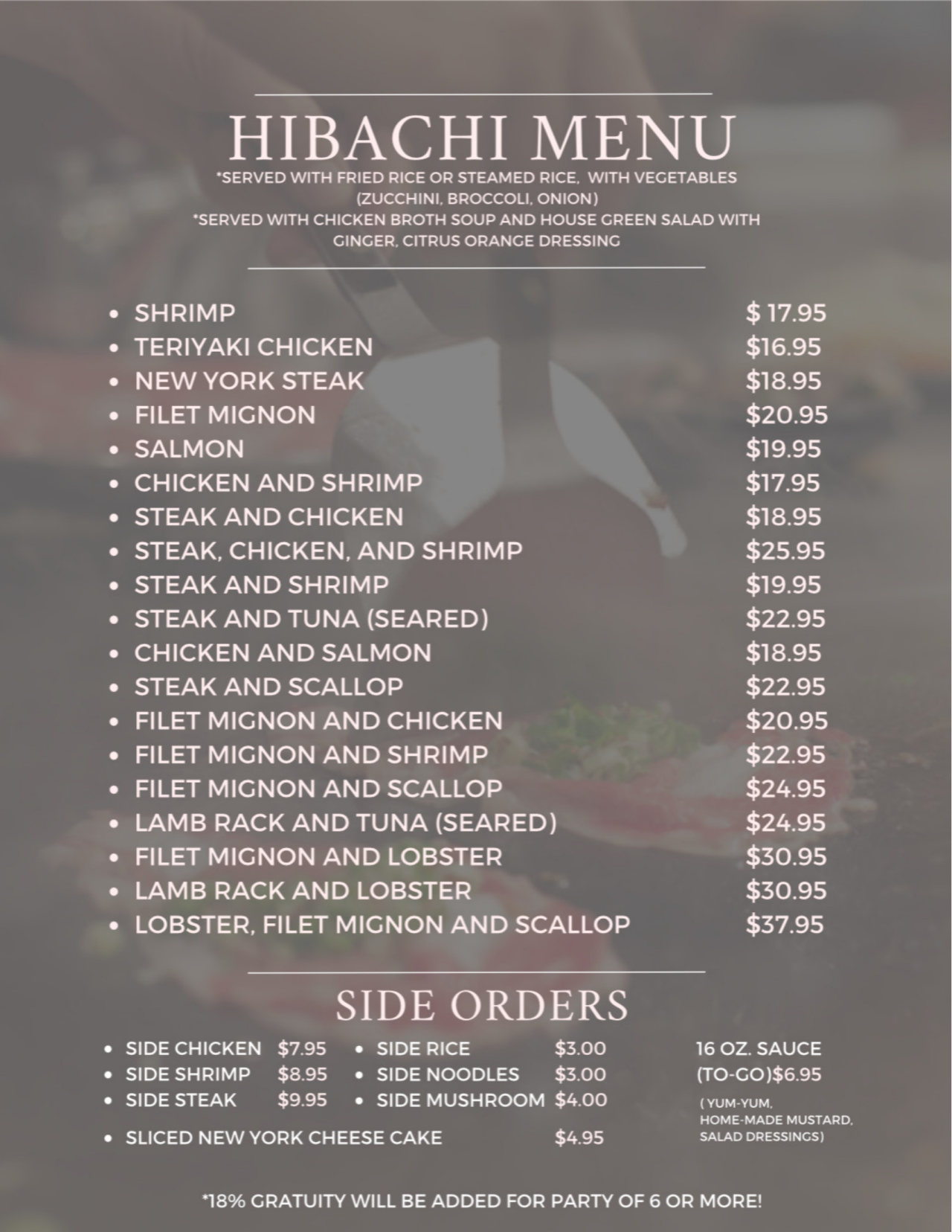 470 Daleville Menu - Ichiban Japanese Steak House