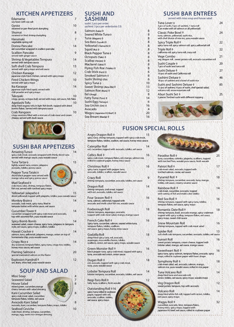 Dine-in Menu - Hao sushi