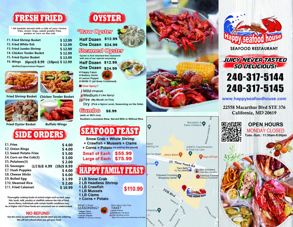 Happy Seafood House - Seafood Restaurant丨Online Order丨Leonardtown丨MD