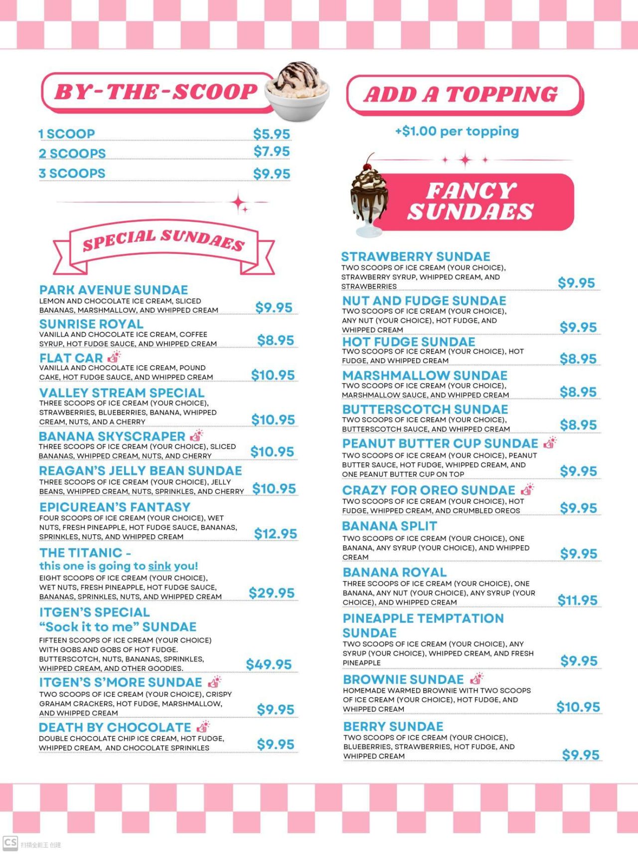 Menu - Itgen's Ice Cream Parlour