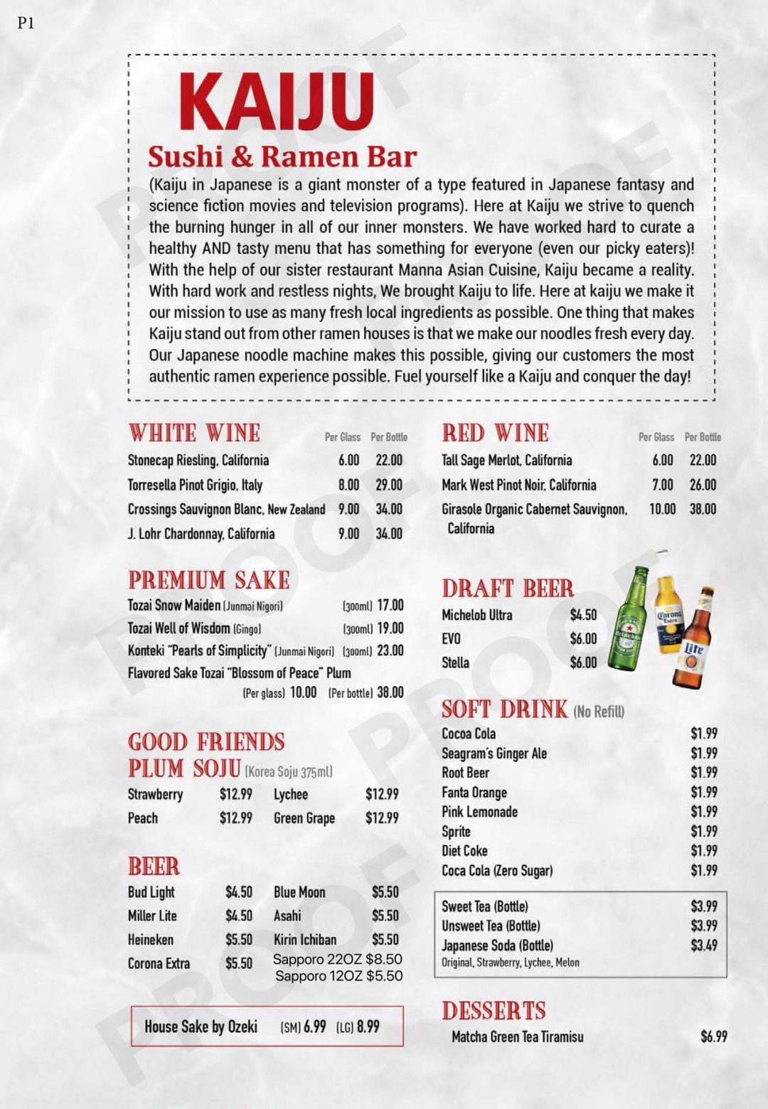 Menu - Kaiju Sushi & Ramen Bar