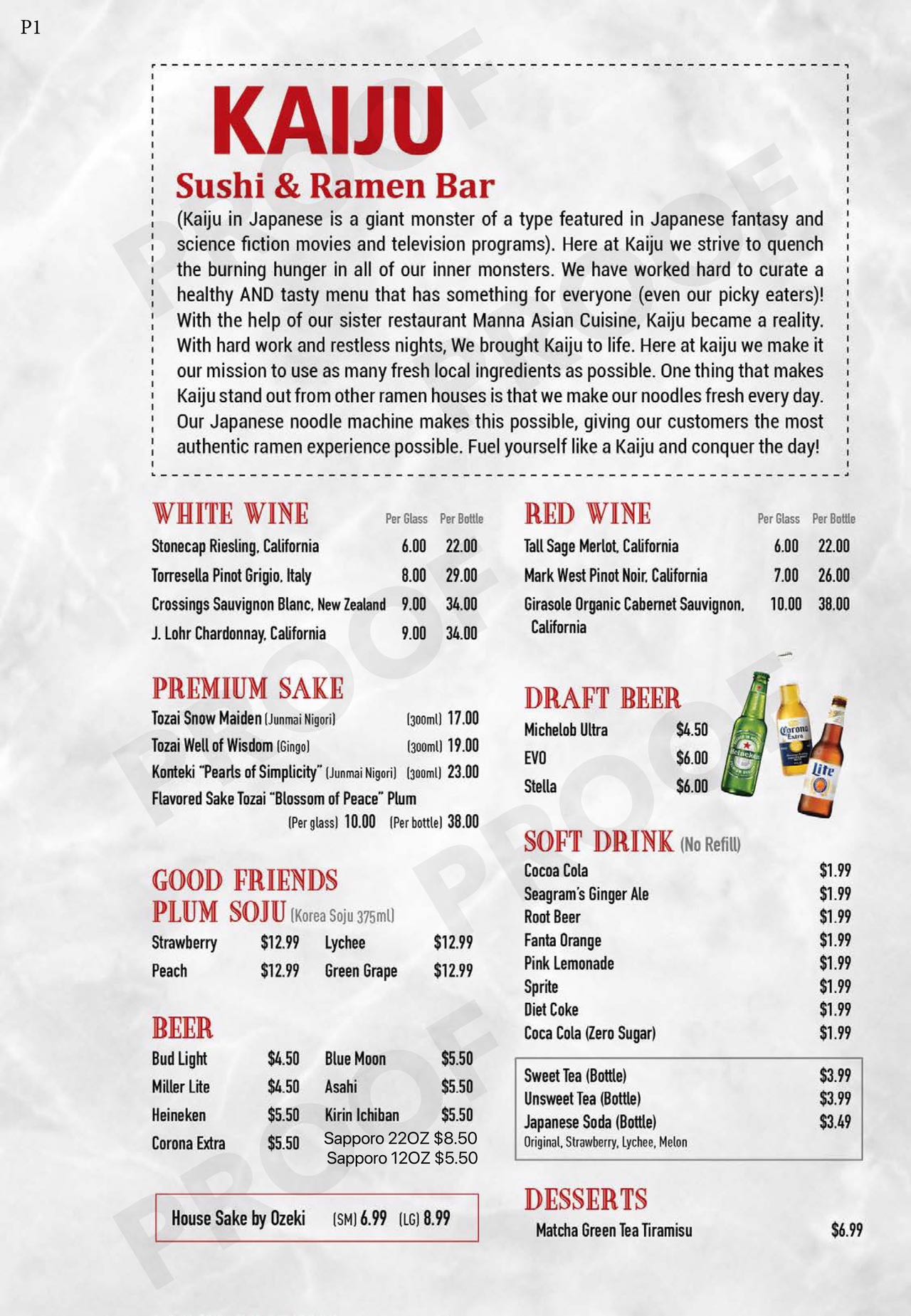 Menu - Kaiju Sushi & Ramen Bar