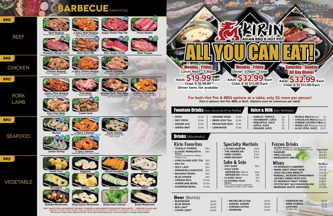 Kirin Asian BBQ and HotPot｜Online Order｜Springfield｜MA