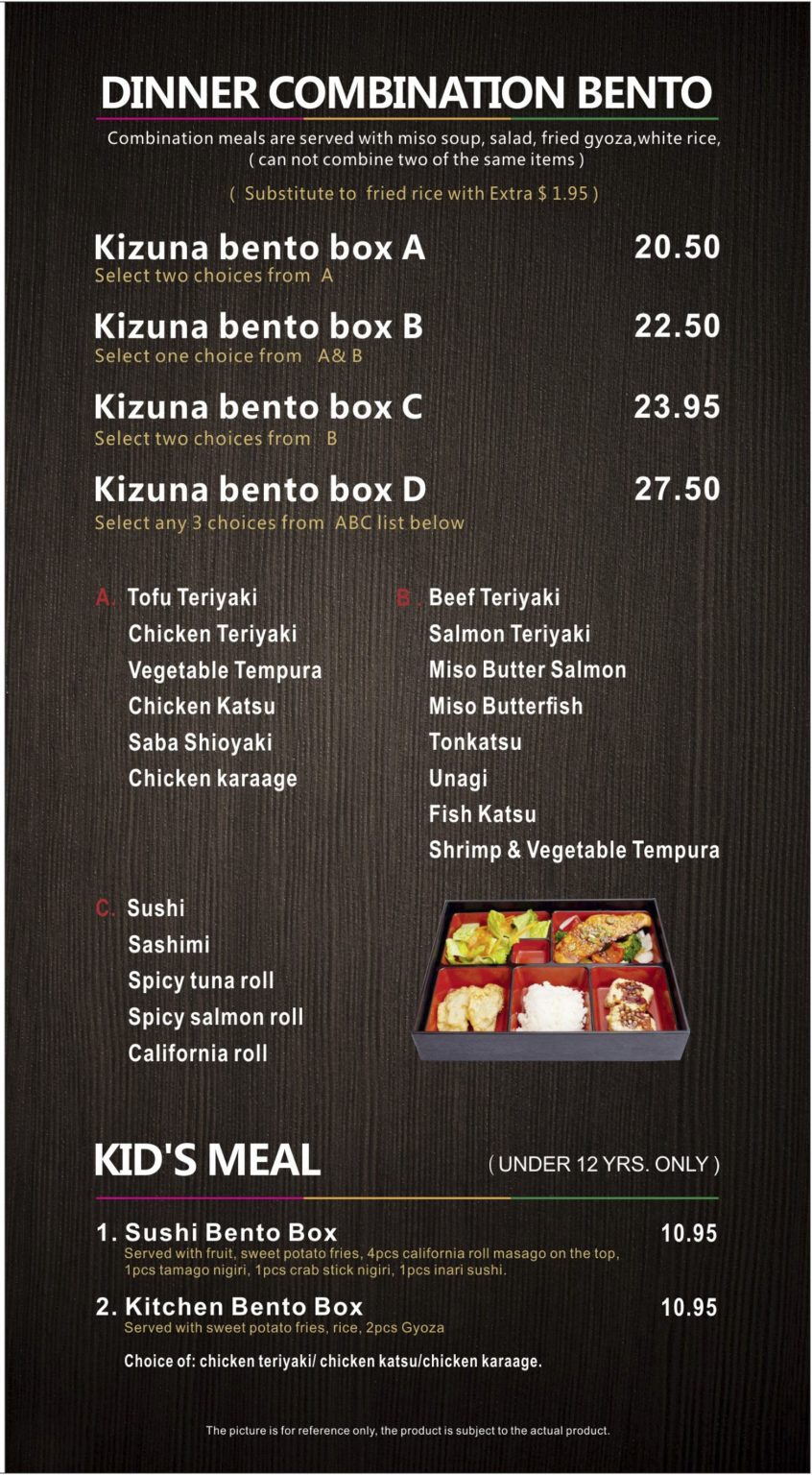Menu - Kizuna Japanese Restaurant