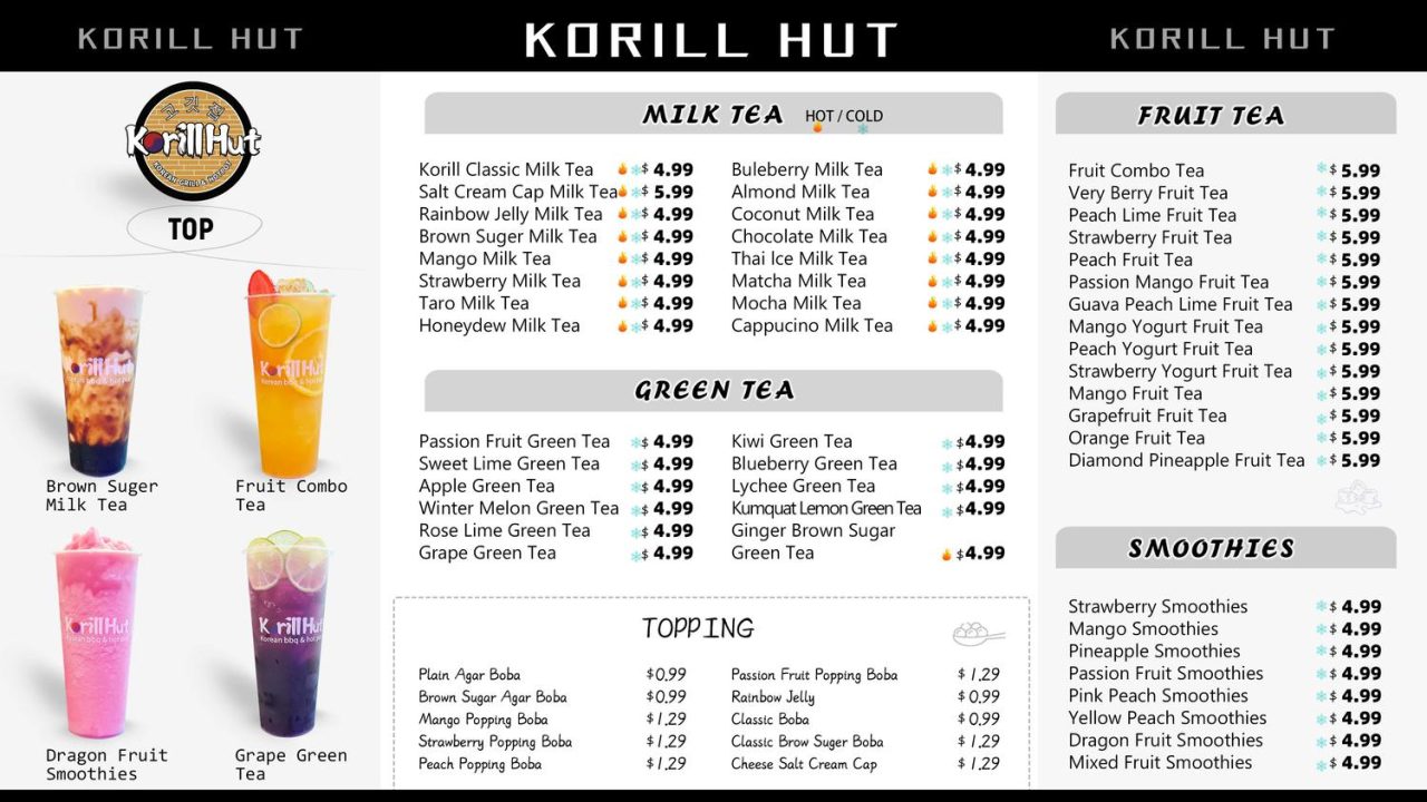 Menu - Korill Hut