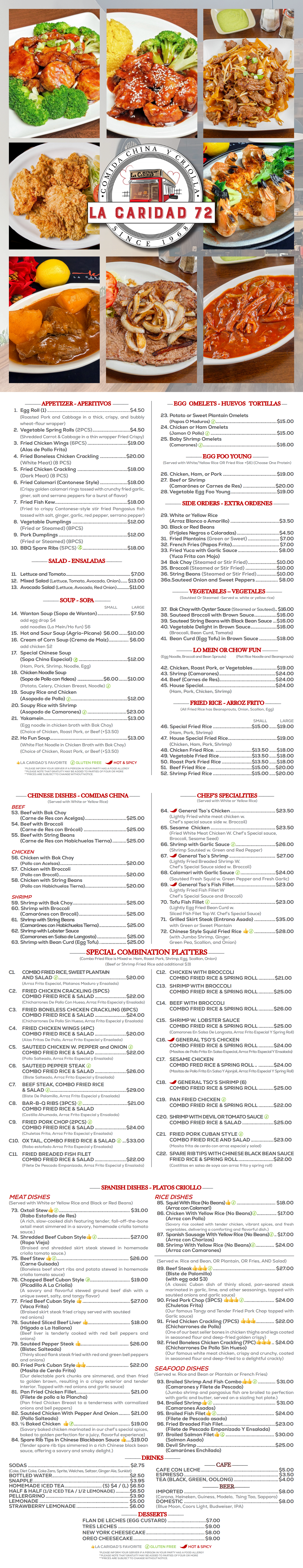 Menu - La Caridad 72