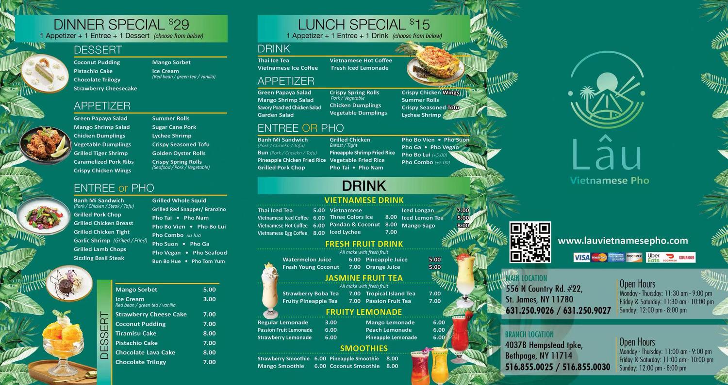 Menu - Lau Vietnamese Pho