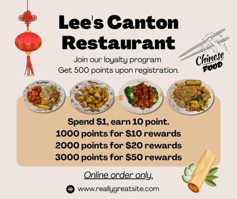 Lee's Canton Chinese Restaurant | Online Order | Yuba City | CA
