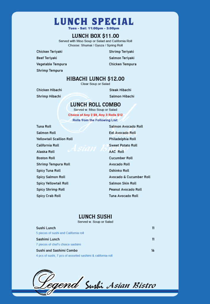 Legend Sushi｜Online Order｜Ballston Spa｜NY