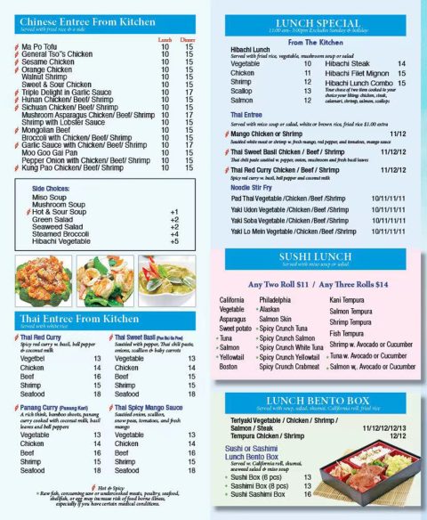 Menu - Lin's Asian Cafe
