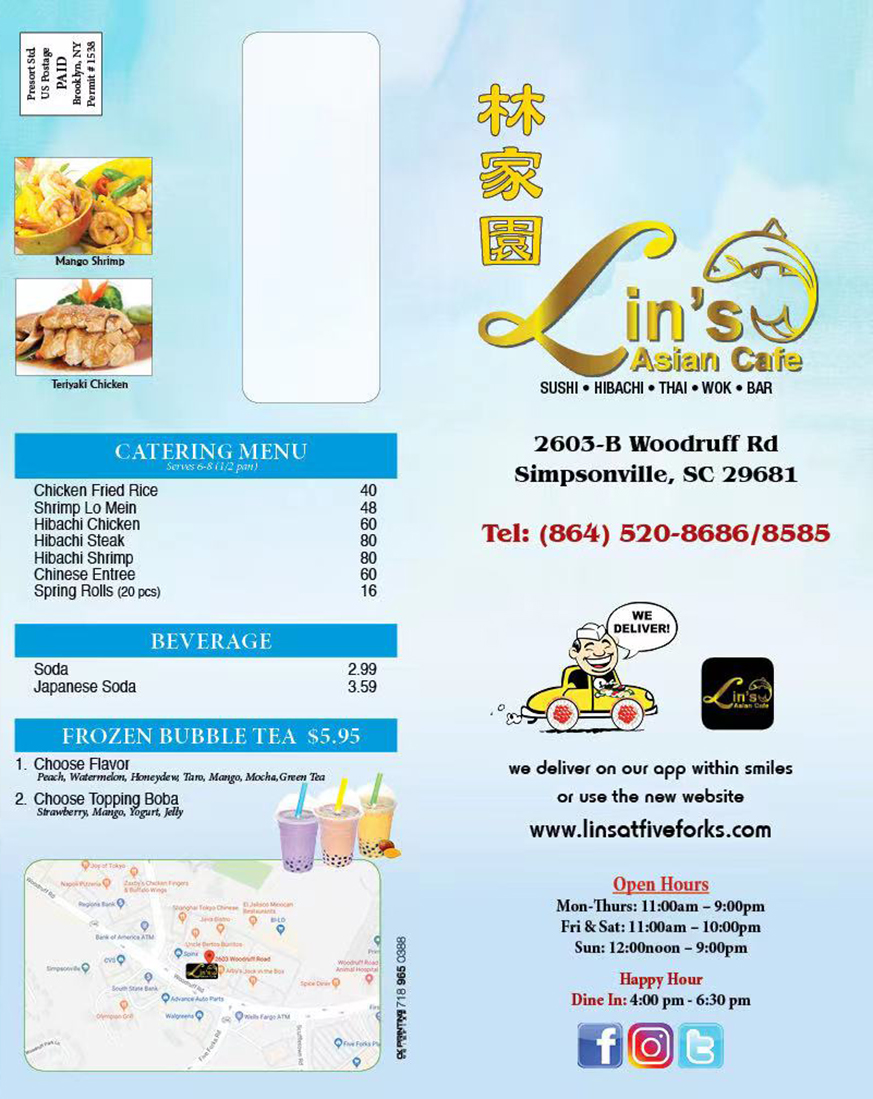 Menu - Lin's Asian Cafe