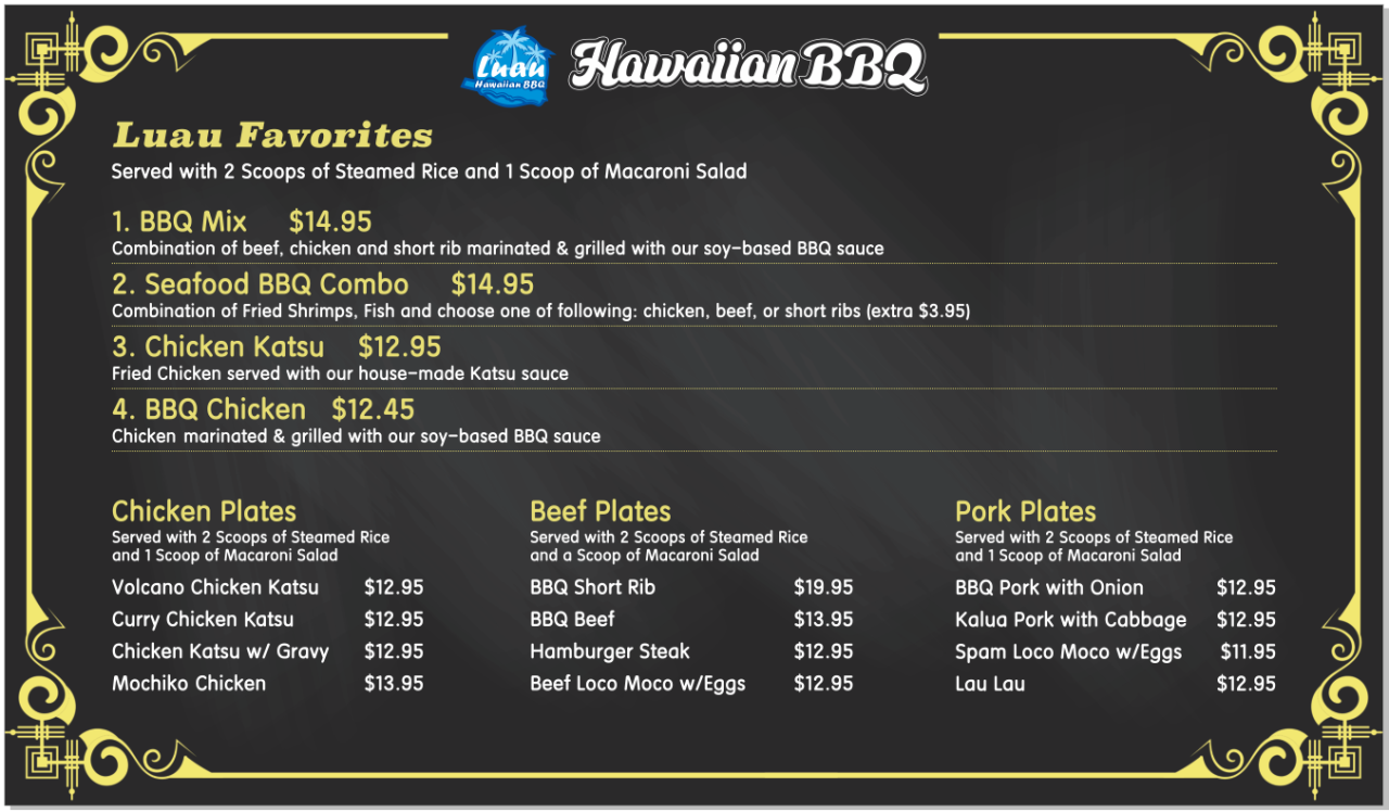 Luau Hawaiian BBQ - Hawaiian-style Restaurant | Online Order | Santa ...
