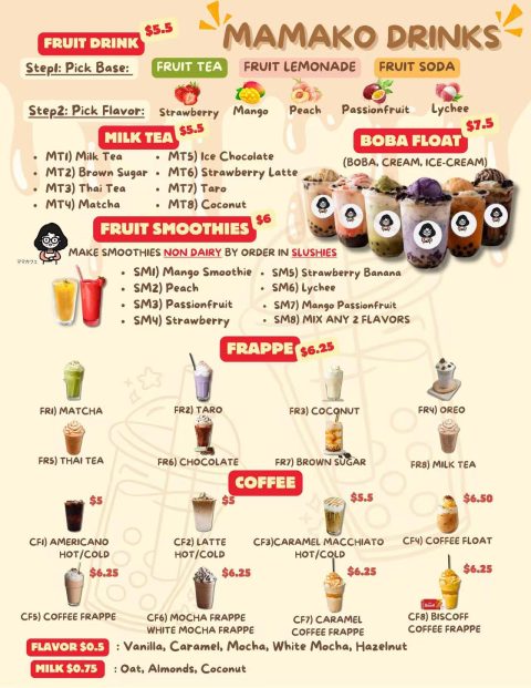 Menu - Mamako Cafe