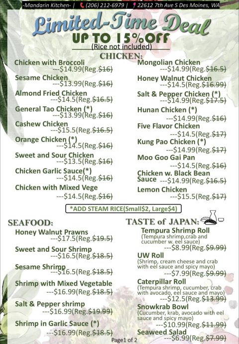 Menu - Mandarin Kitchen