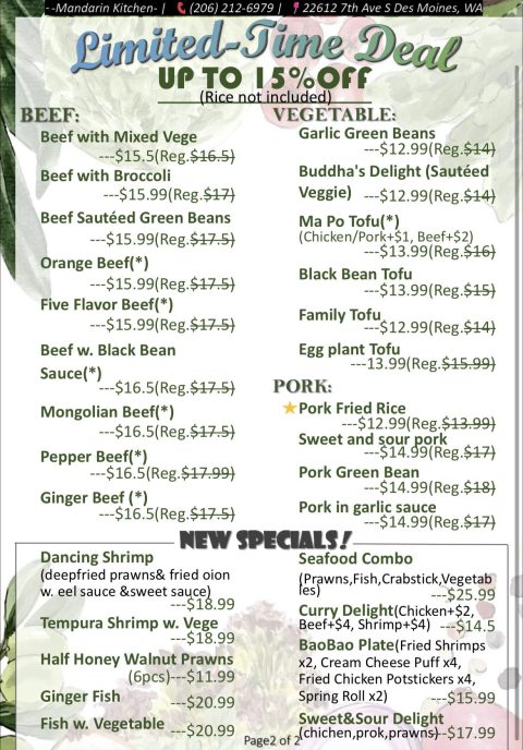 Menu - Mandarin Kitchen