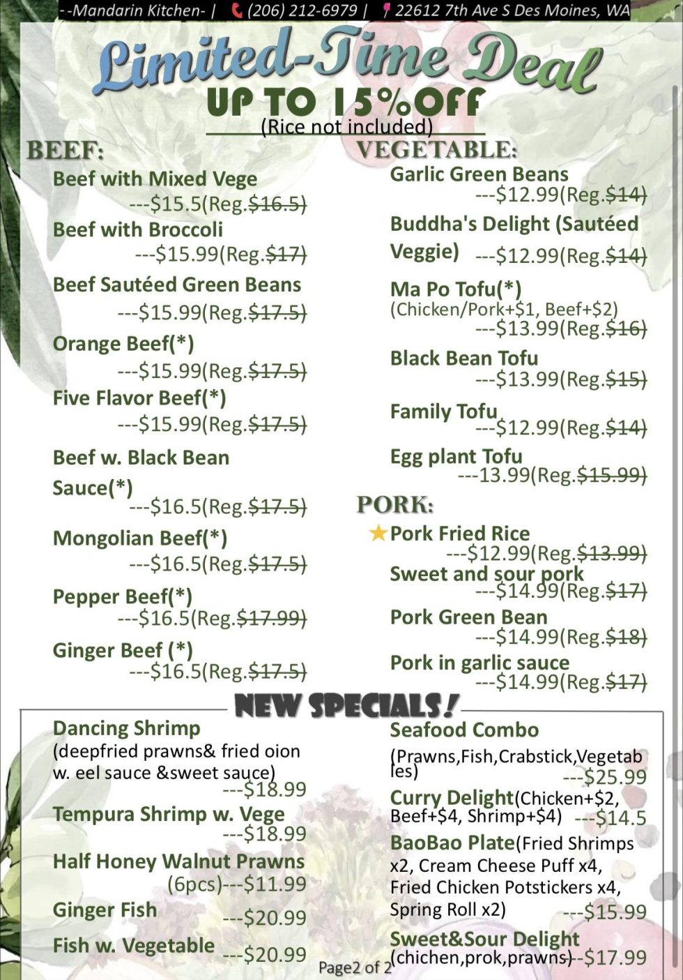 Menu - Mandarin Kitchen