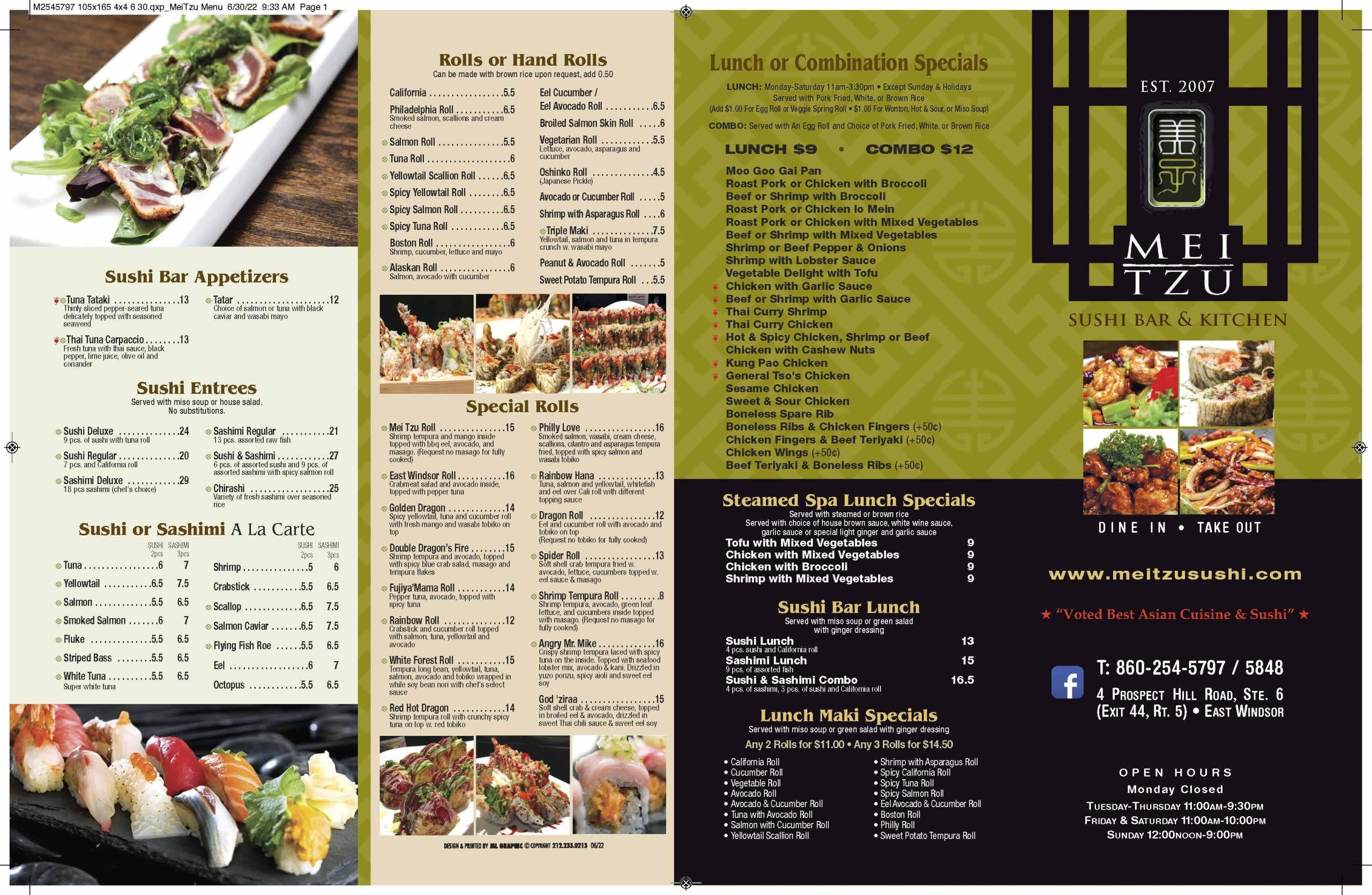 Mei Tzu Sushi Bar & Kitchen｜Online Order｜East Windsor｜CT