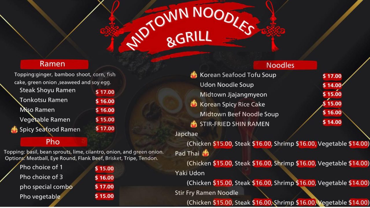 Menu - Midtown Noodles & Grill