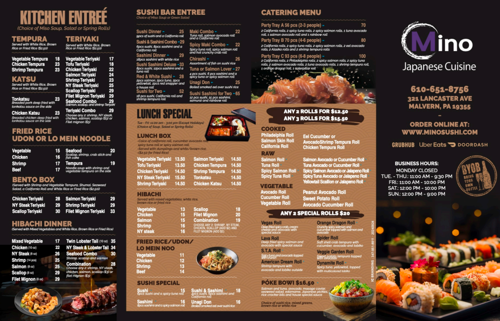 Mino Japanese Restaurant｜Online Order｜Malvern｜PA