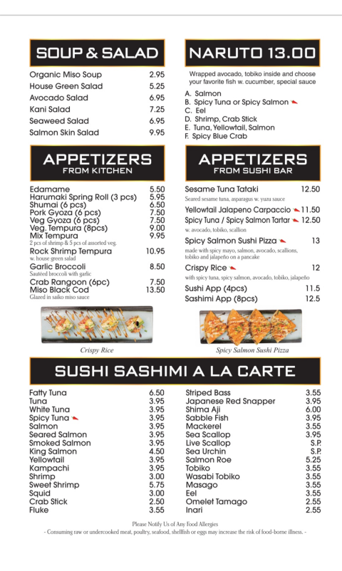 Menu - Mizu Hibachi