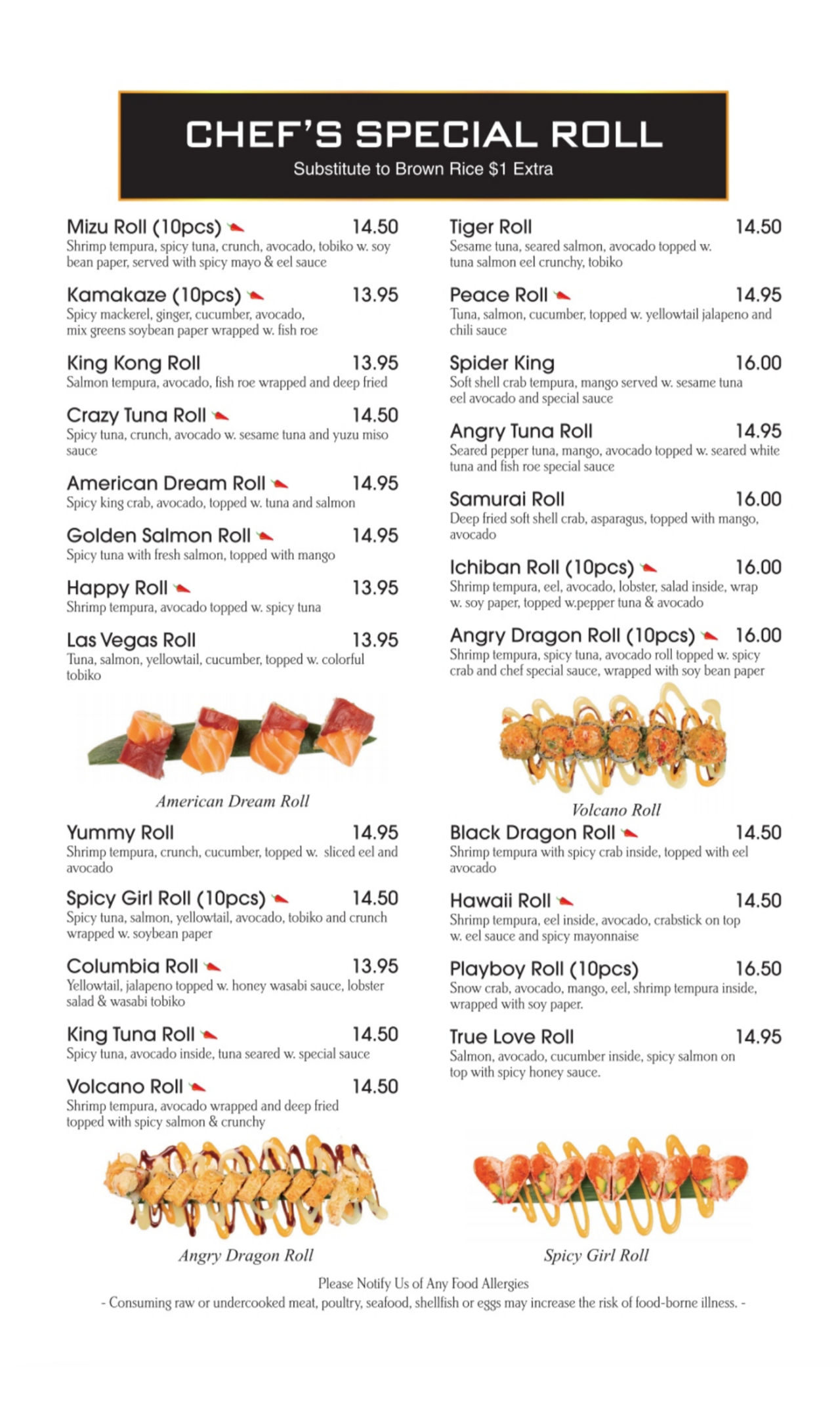 Menu - Mizu Hibachi
