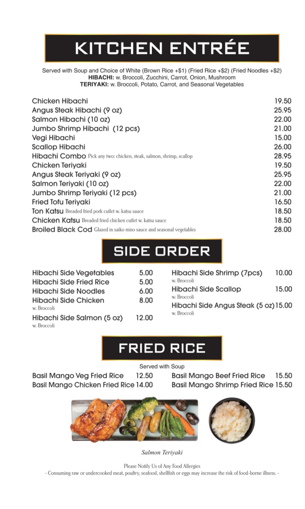 Menu - Mizu Hibachi