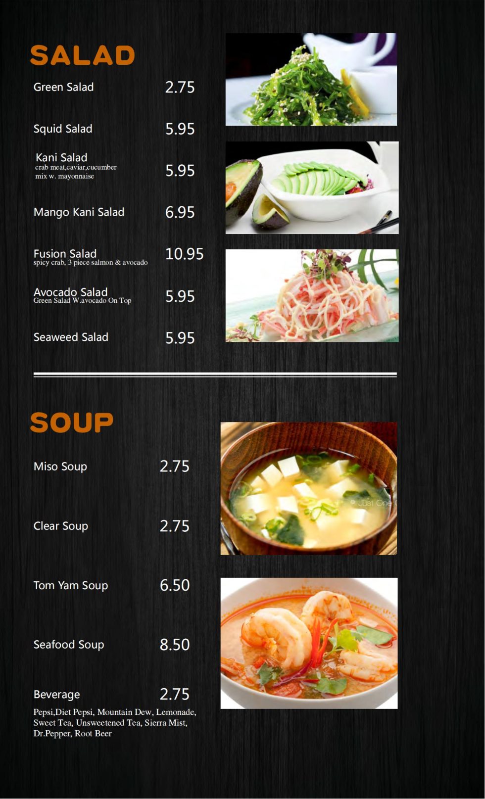 Salad/Soup - Mizu Sushi and Grill