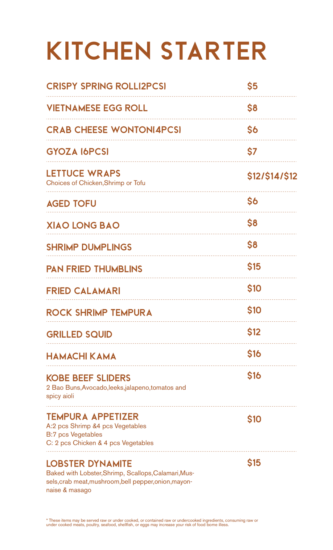 Menu - Moonga Asian Bistro