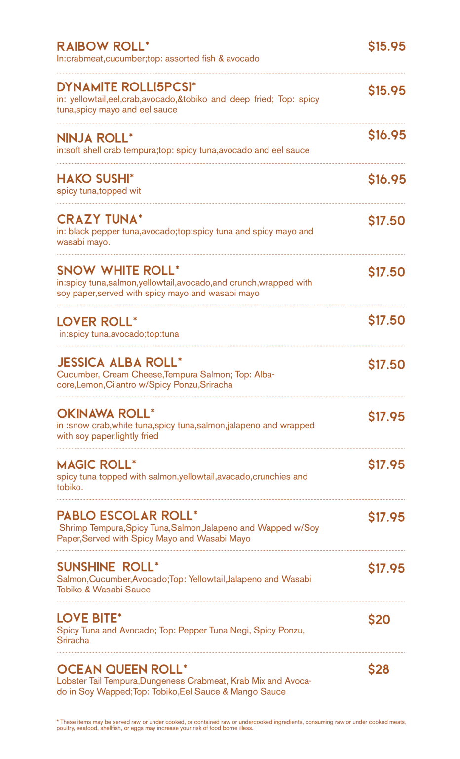 Menu - Moonga Asian Bistro