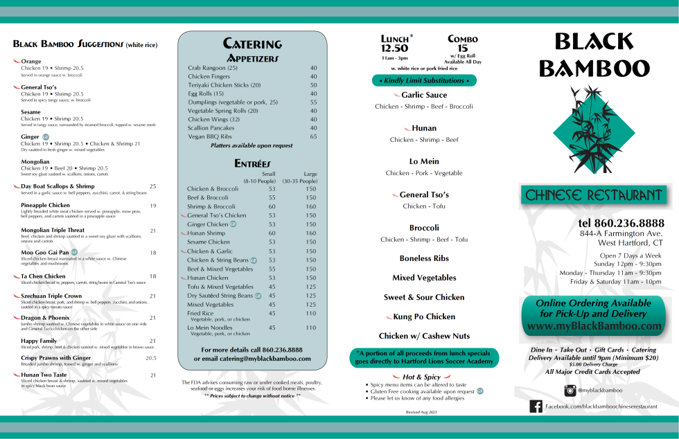 Black Bamboo Chinese Restaurant | Online Order | West Hartford | CT