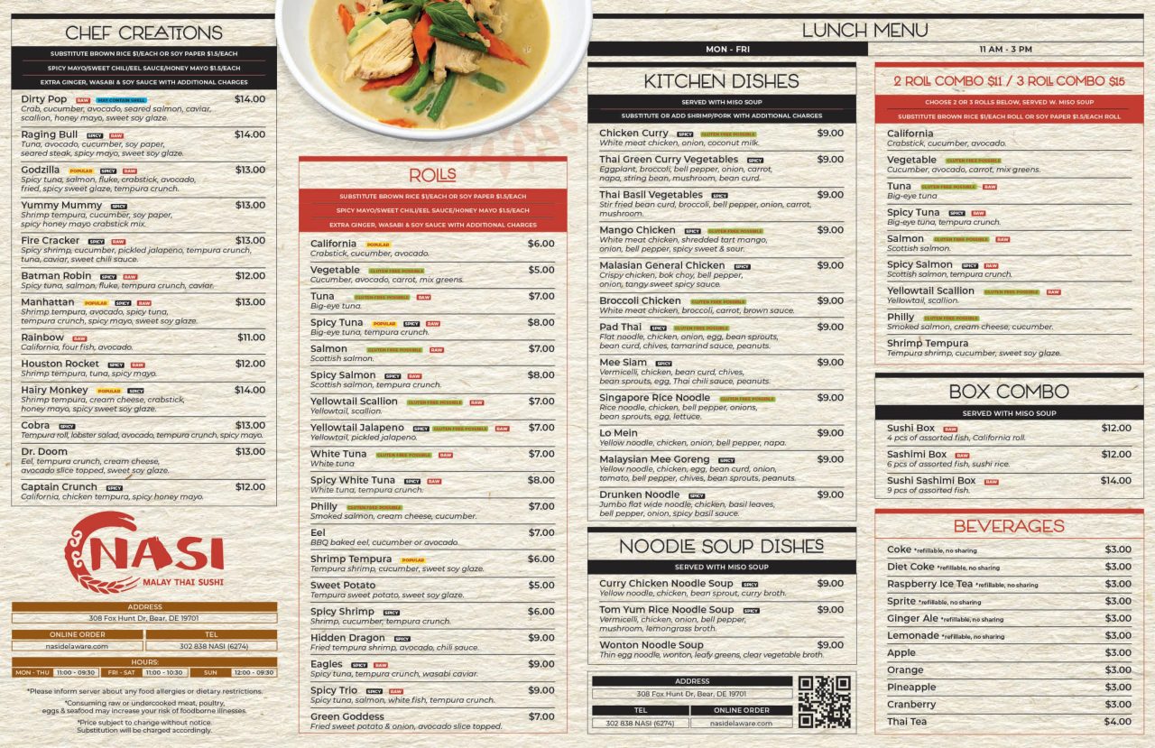 NASI - Malay Thai Sushi Food丨Online Order丨Bear丨DE