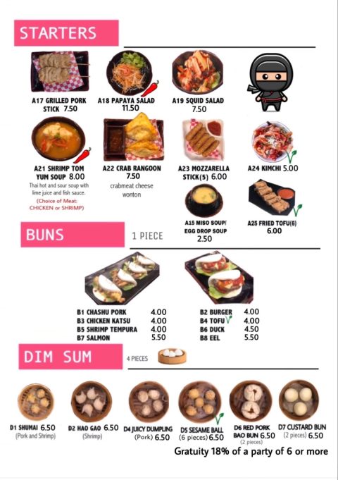 Menu - Ninja Ramen and Thai