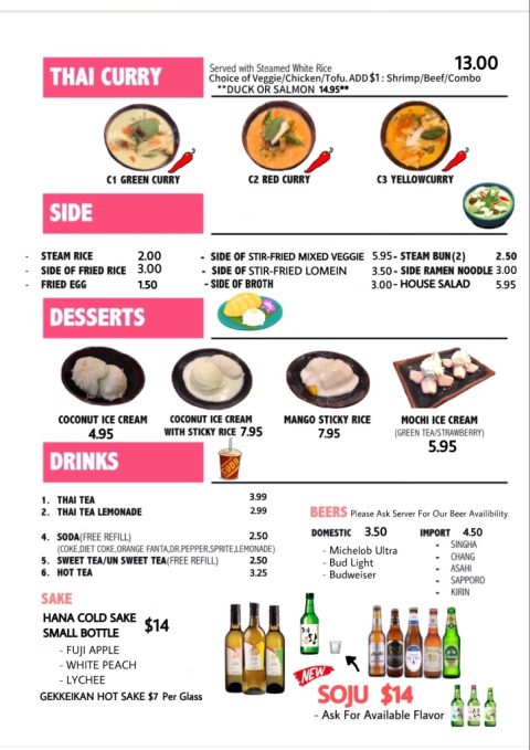 Menu - Ninja Ramen and Thai