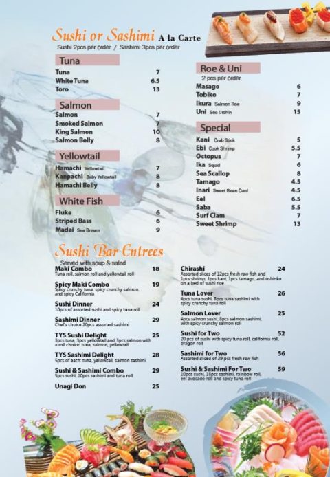 Menu - Mizu Sushi and Asian fusion